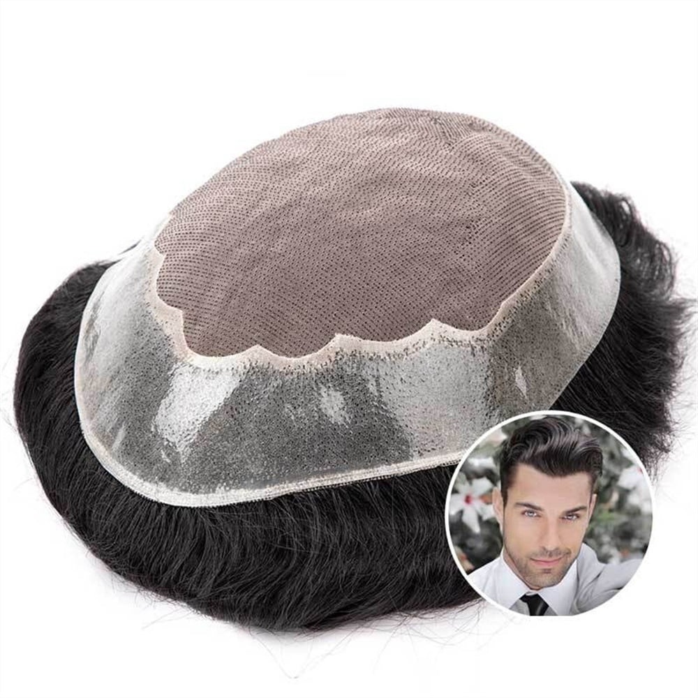 Human Hair Replacement System Fine Mono Poly Skin Around Mens Toupee ...