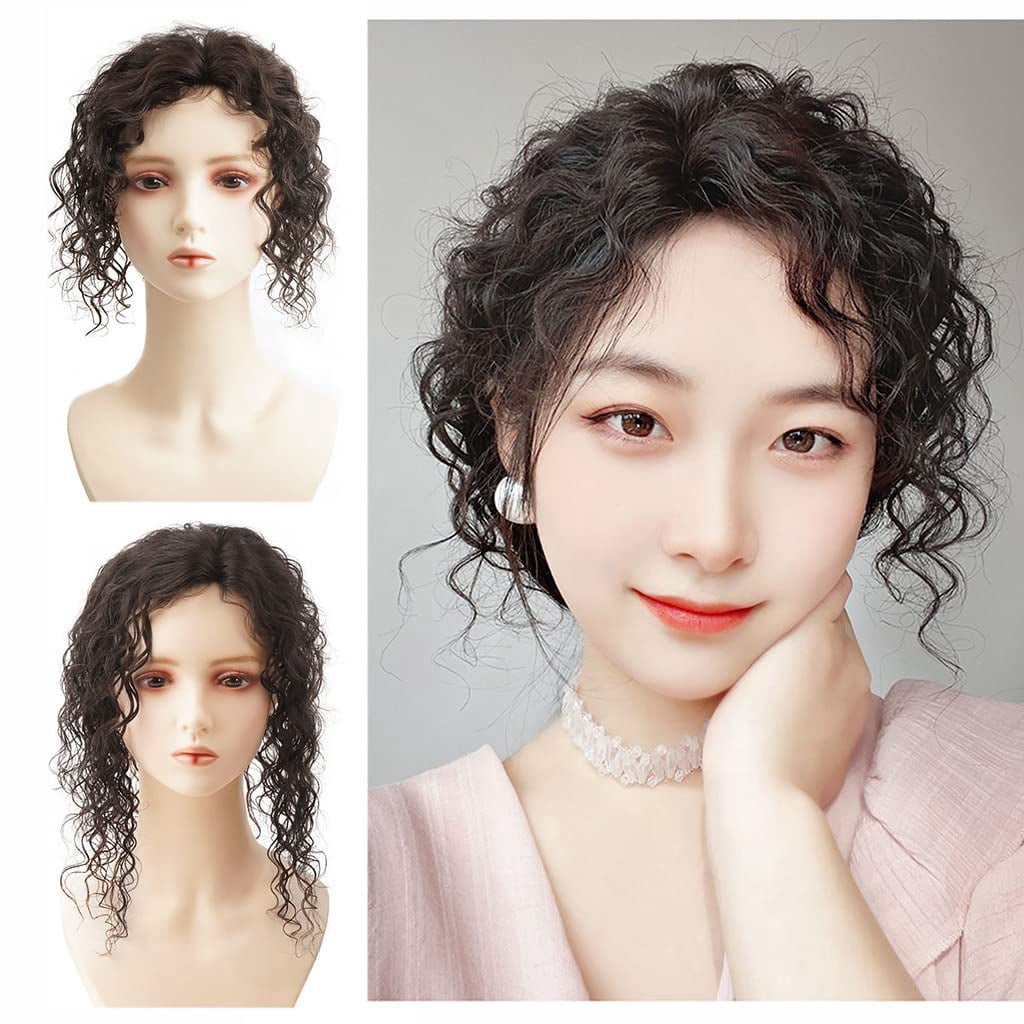 Human Hair Side Part Topper 13x14cm Invisible One Piece Clip in Wiglet ...