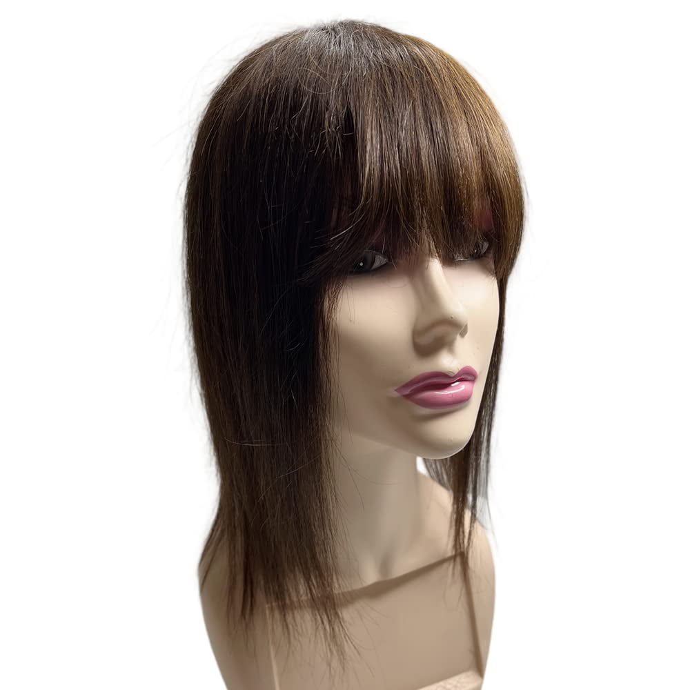 Human Hair Topper for Women 14x14 cm Clip In Hairpieces With Air Bangs ...