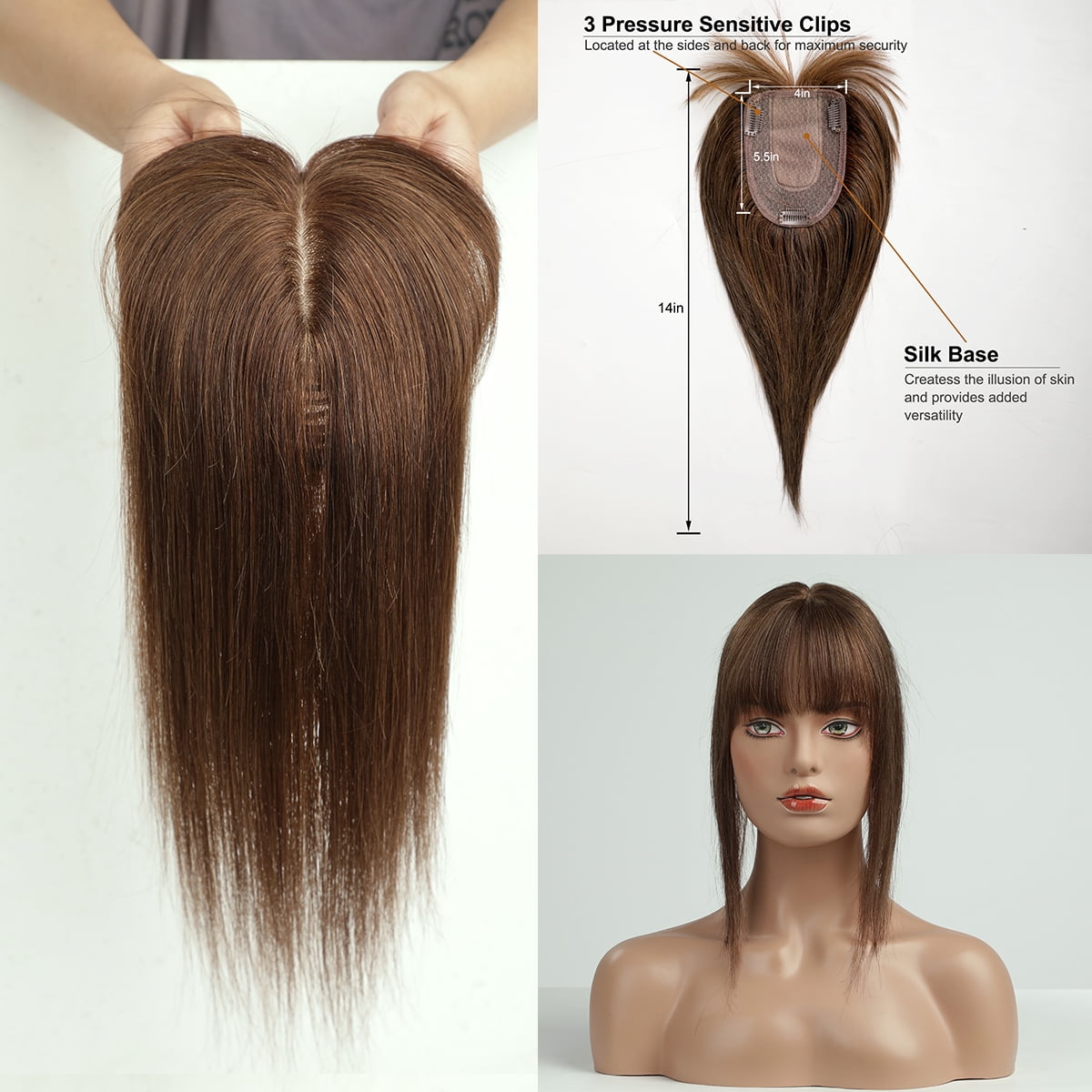 Human Hair Toppers Clips in Blonde Ombre Hairpieces Hair Toppers with ...