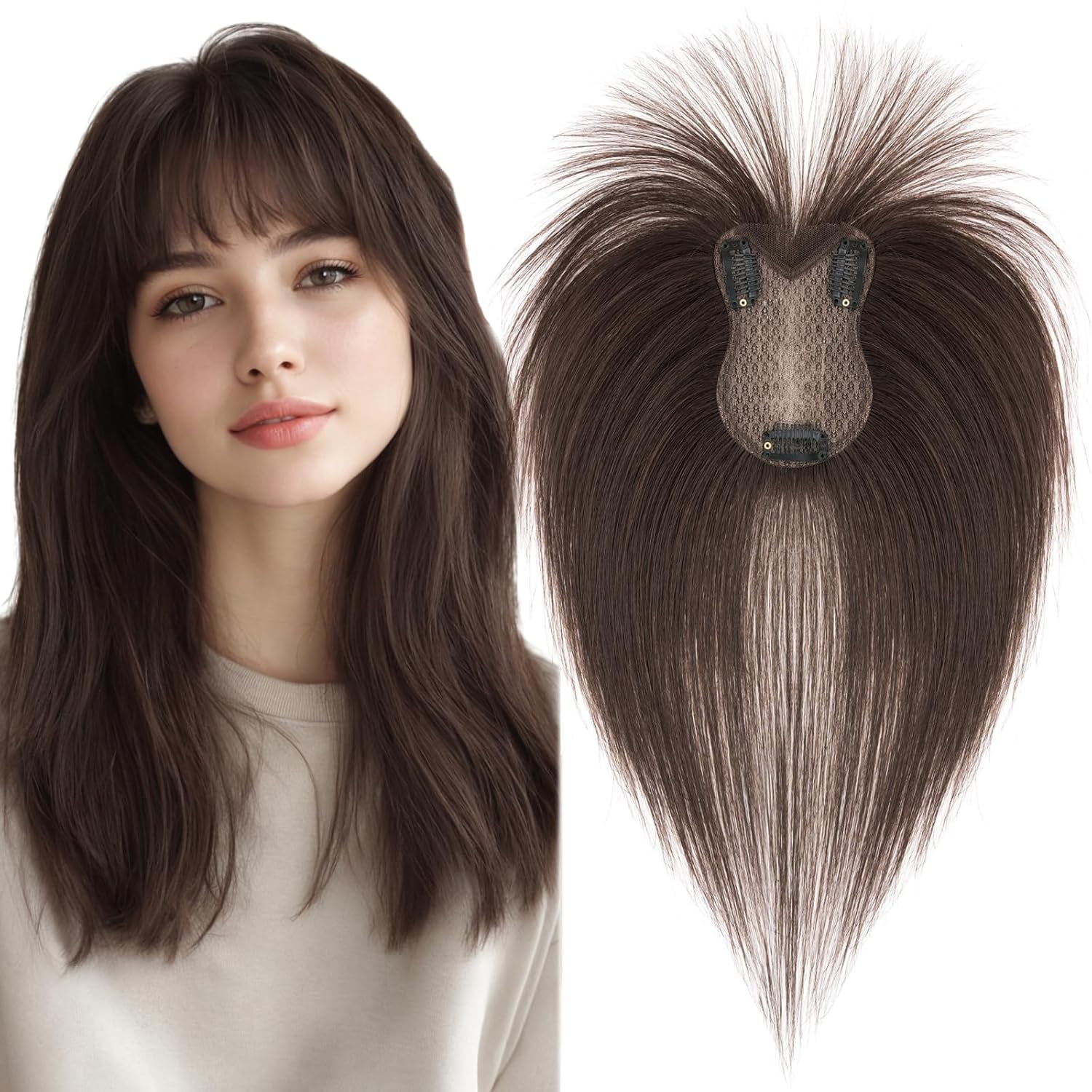 Human Hair Toppers for Women Real Human Hair for Thinning Hair 8 * 11CM ...