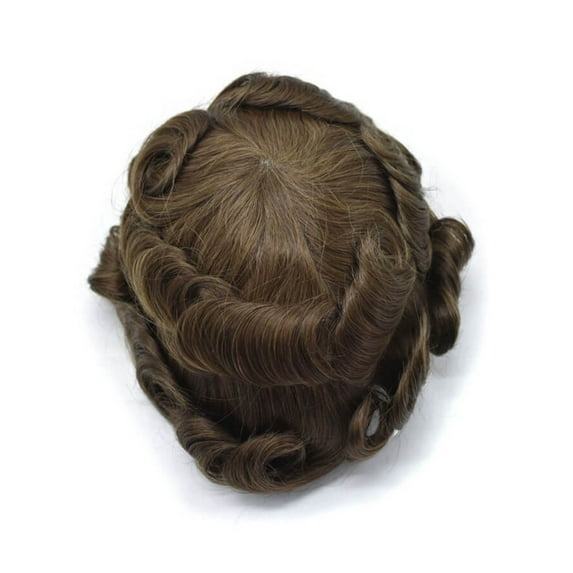 Human Hair Toupee Male Capillary Prosthesis Thin Skin Base 4# Brown ...