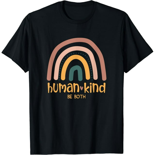 Human Kind Be Both Equality Kindness Humankind Retro Rainbow T-Shirt ...