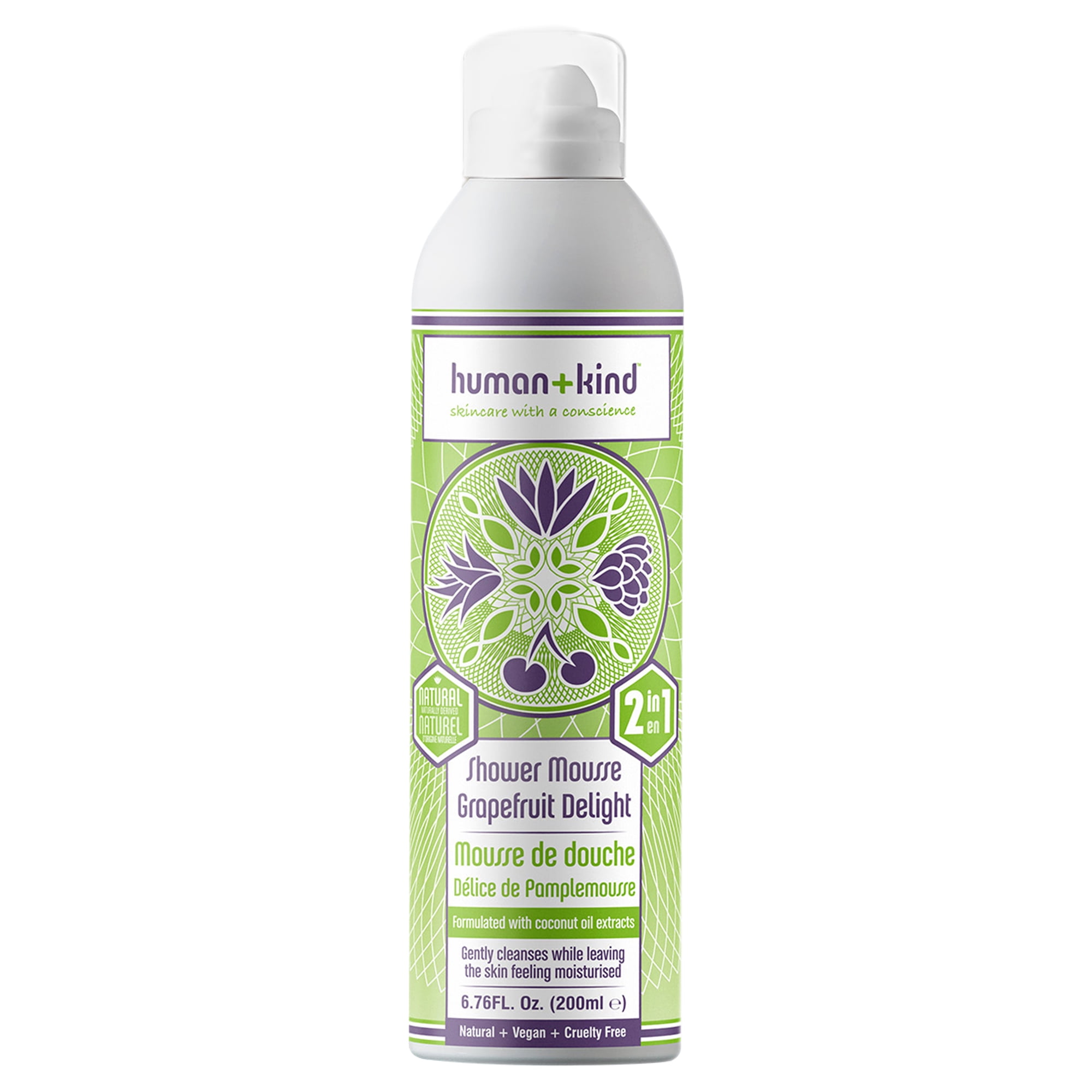 Human+Kind Shower Mousse Bodywash For Dry Skin, Grapefruit Delight, 6. ...