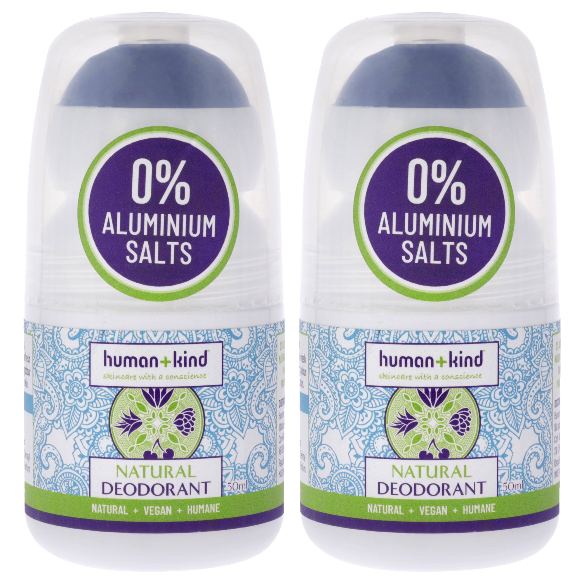 Human+Kind Vegan Deodorant - Pack of 2 Deodorar Roll-On, 1.69 oz ...
