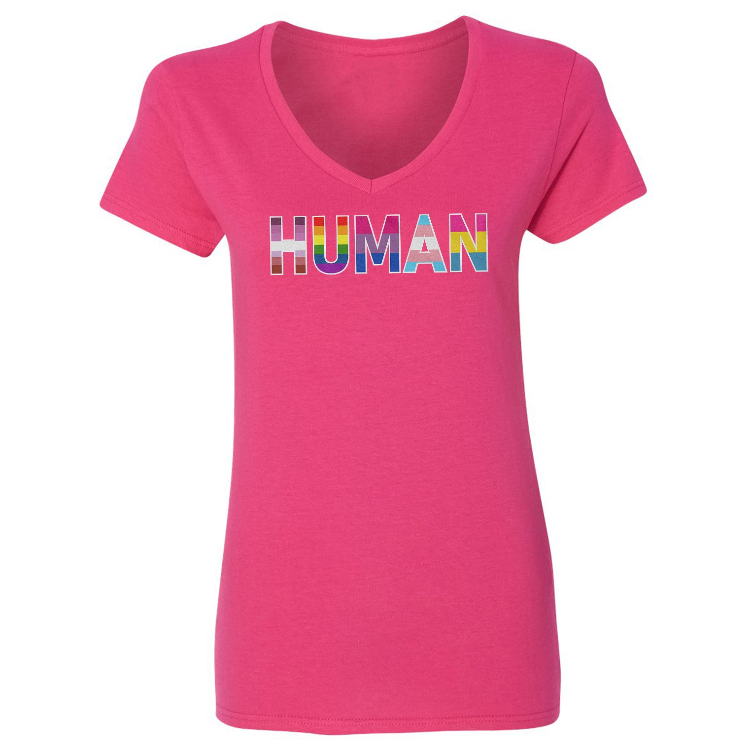 Human LGBTQ Flag Colors - Transgender Gay Pride Month Ladies' V-Neck ...