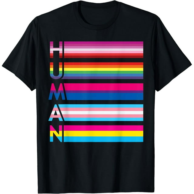 Human LGBTQIA Rainbow Flag Pride Transgender Proud Ally T-Shirt ...