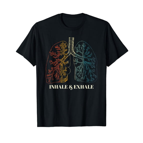 Human Lungs Anatomy Inhale Oxygen and Exhale Carbon Dioxide Vintage Men ...