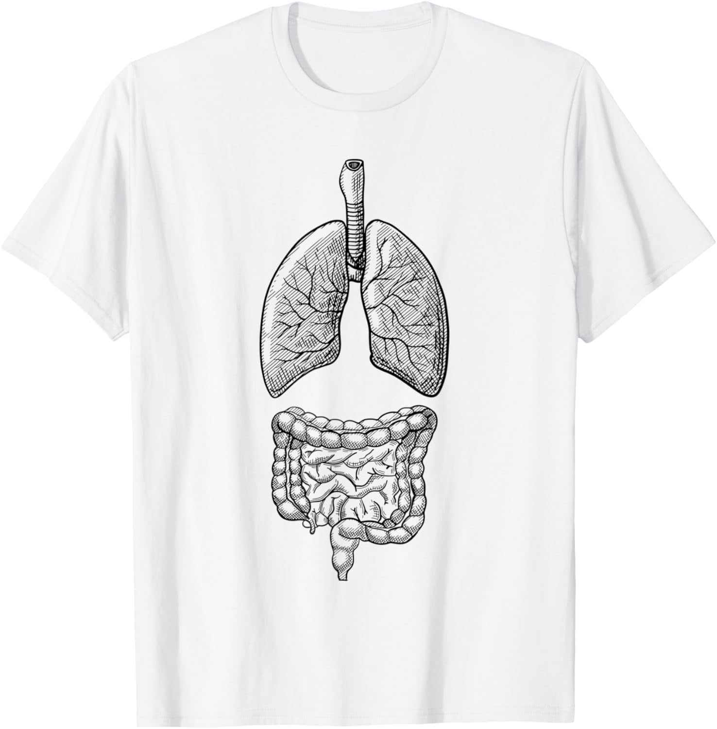 Human Organs - Lungs and Intestines T-ShirtMen and women, White Black T ...