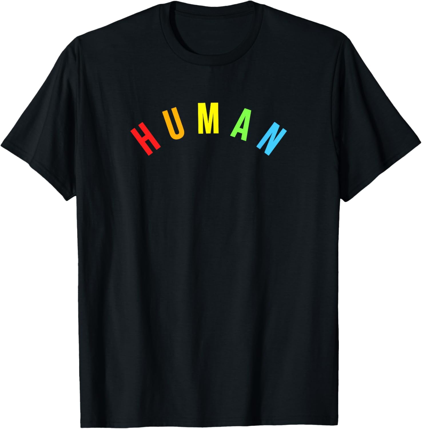 Human Rainbow Coloured Block Letters T-Shirt men and women can wear ...