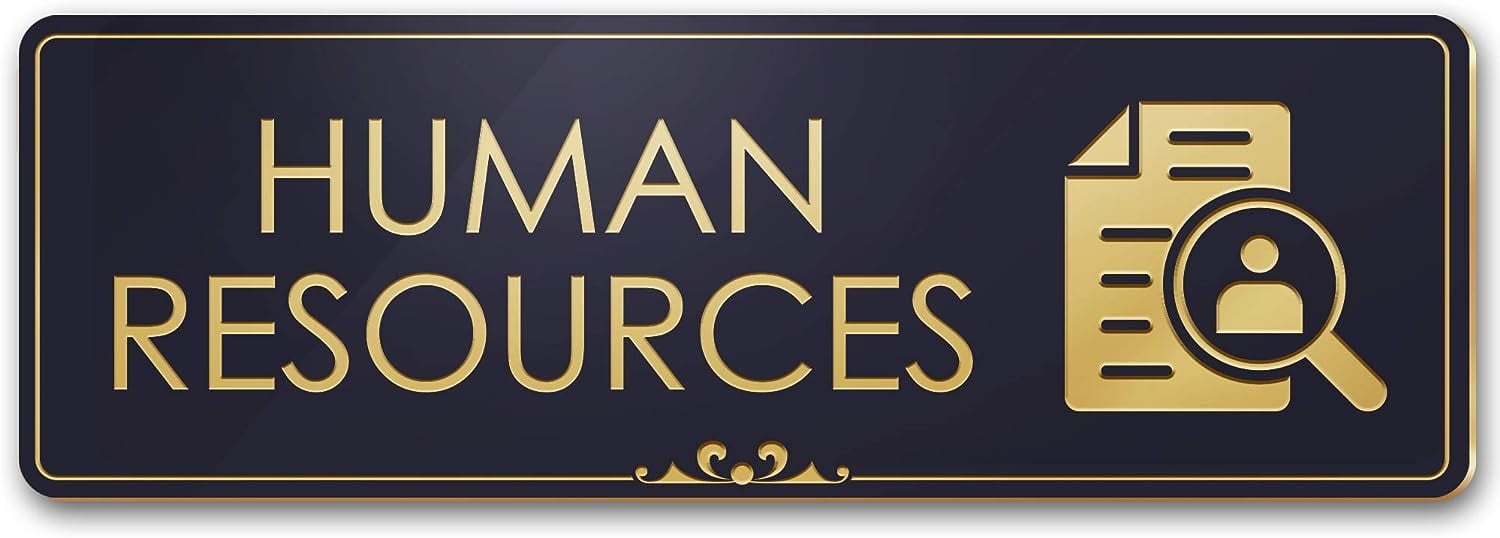 Human Resources Sign For Office Door, Black/Gold, Engraved, 3" X 9 ...