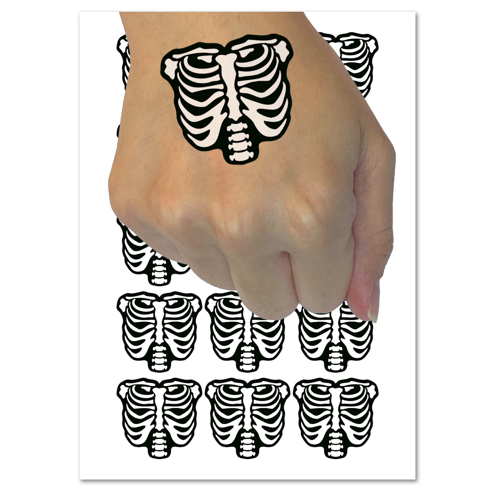 Human Ribcage Skeleton Bones Spooky Halloween Water Resistant Temporary ...