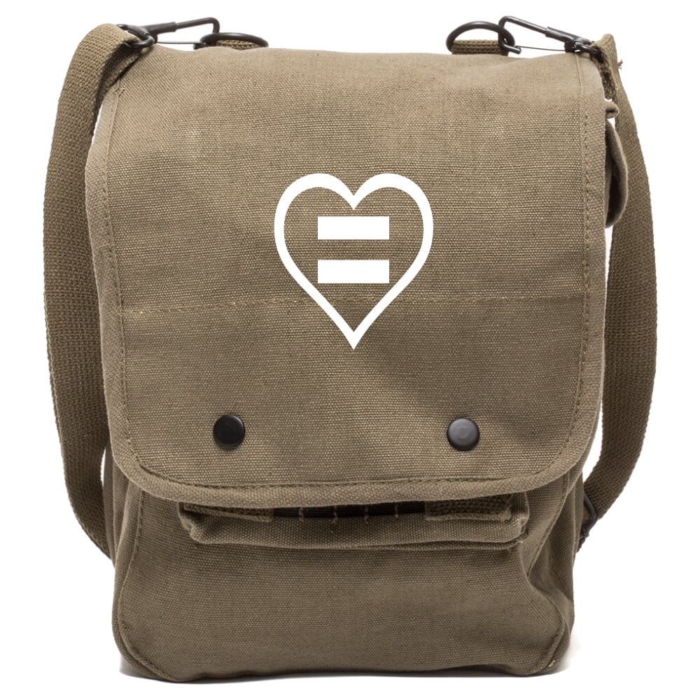 Human Rights Equal Sign Heart Canvas Crossbody Travel Map Bag Case in ...