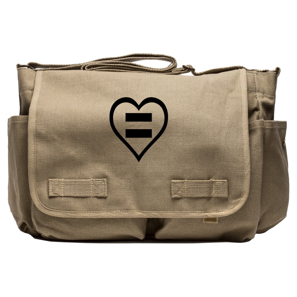 Human Rights Equal Sign Heart Heavyweight Canvas Messenger Shoulder Bag ...