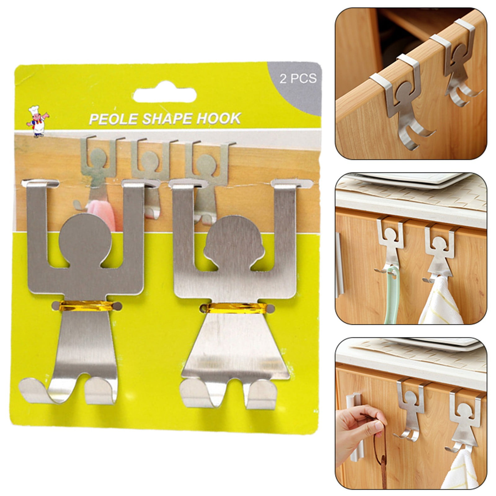 Human Shaped Stainless Door Mounted Hook For Kitchen Cabinets A ...