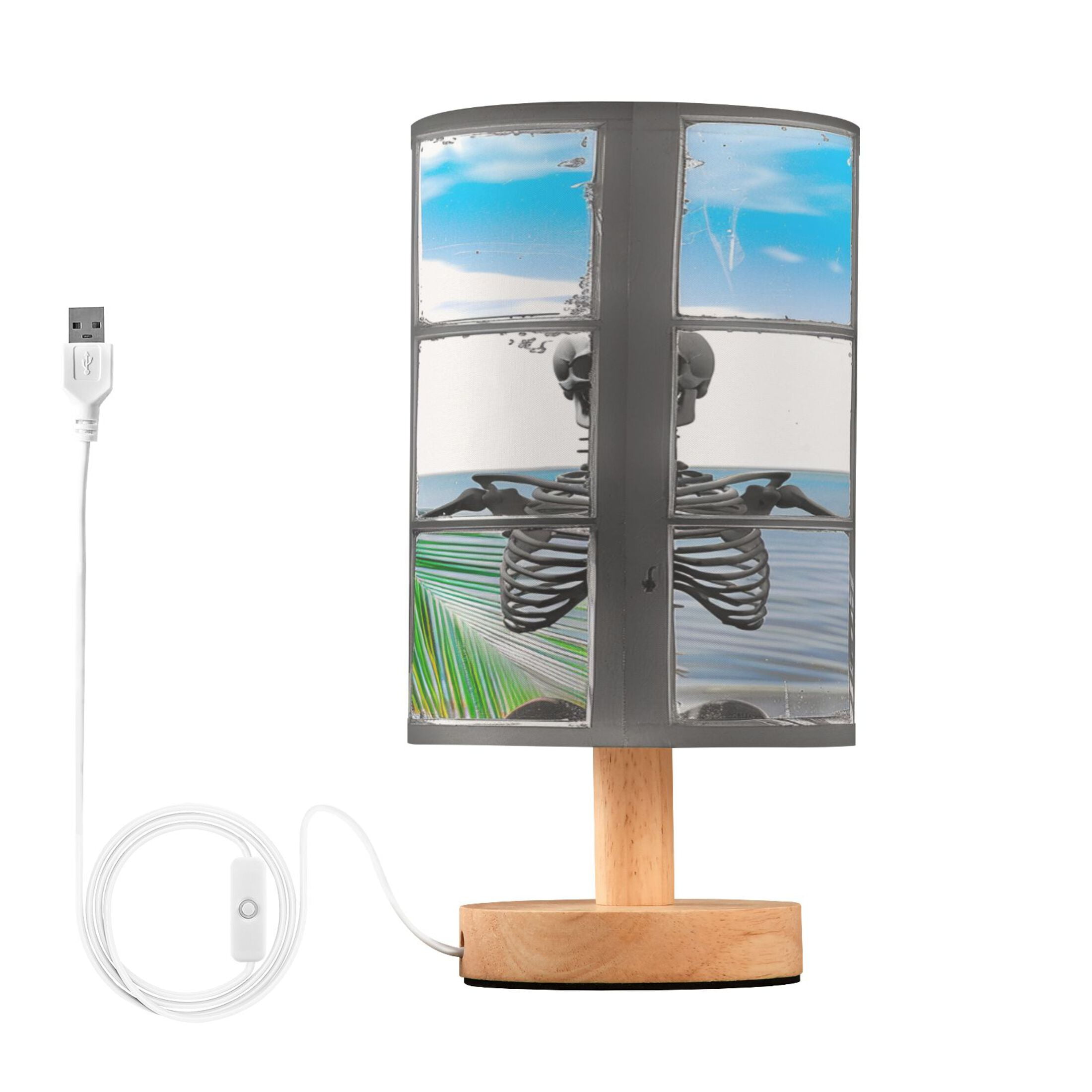Human Skeleton Outside Window Bedside Table Lamp Desk Warm Lights with ...