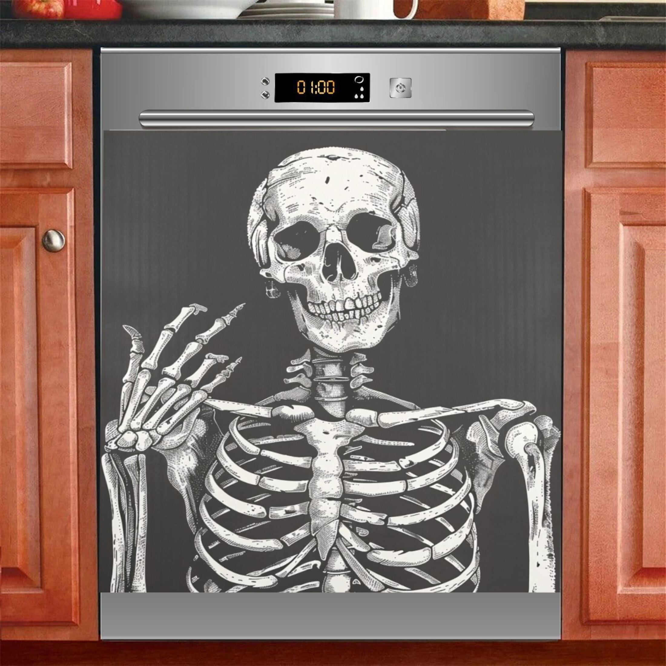 Human Skeleton Skull Dishwasher Magnetic Refrigerator Magnet Cover ...