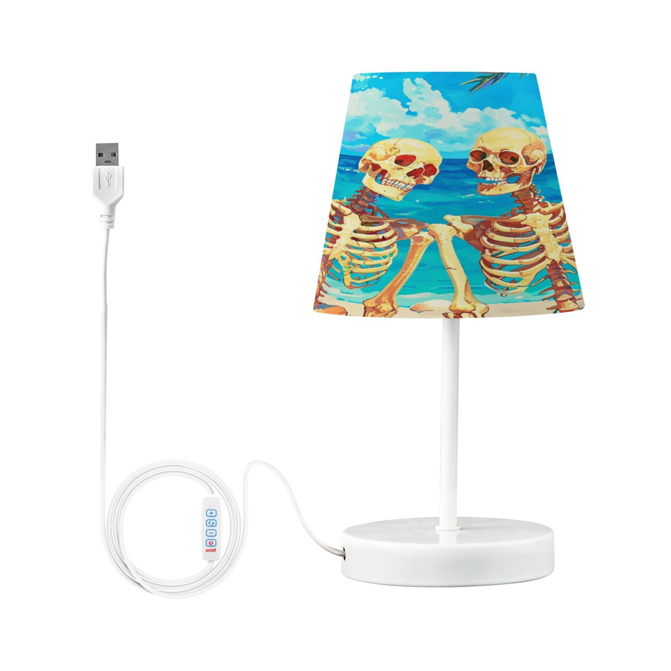 Human Skeleton on Beach Desk Lamp LED Table Nightstand Lamps with 3 ...