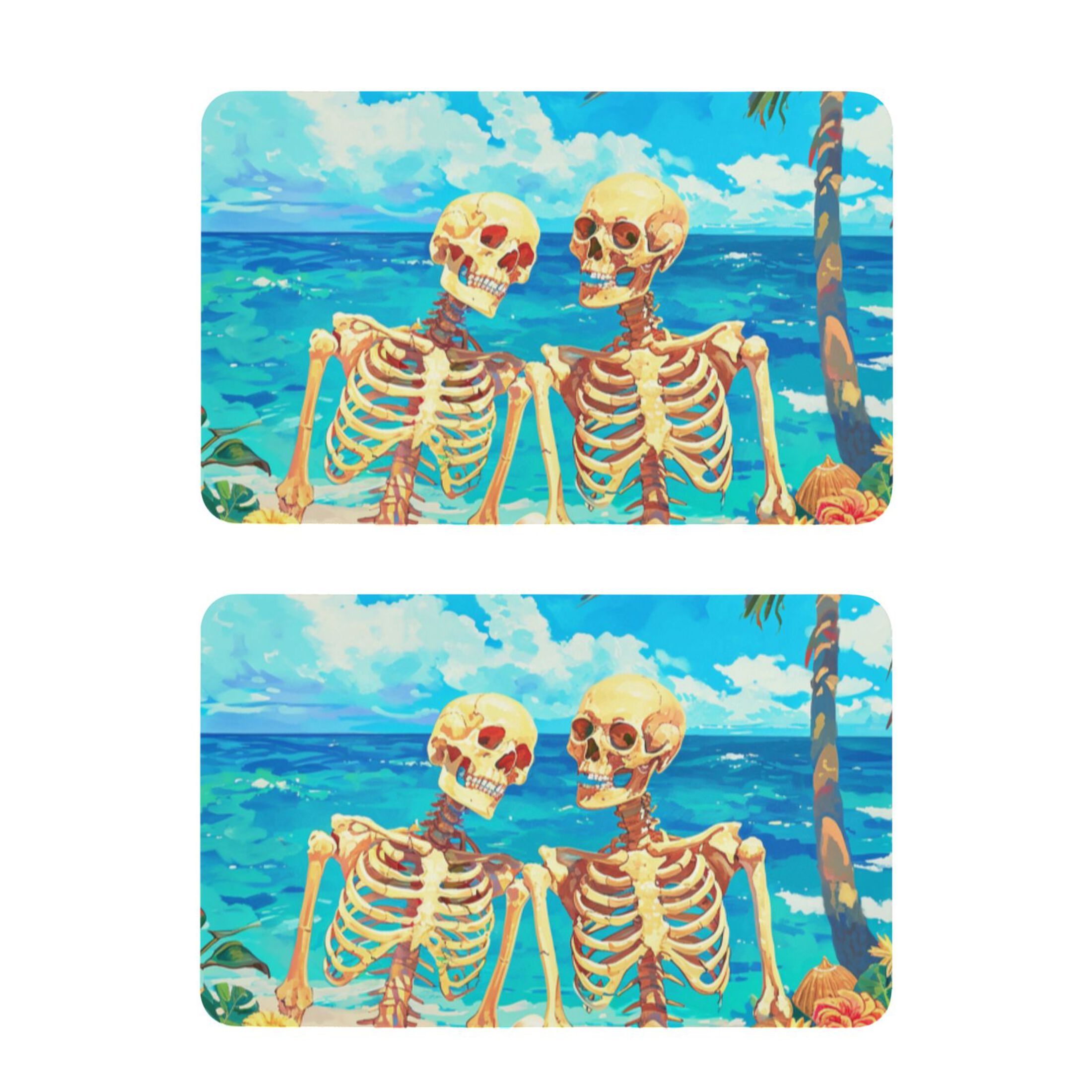 Human Skeleton on Beach Refrigerator Magnet Stickers Square Fridge ...