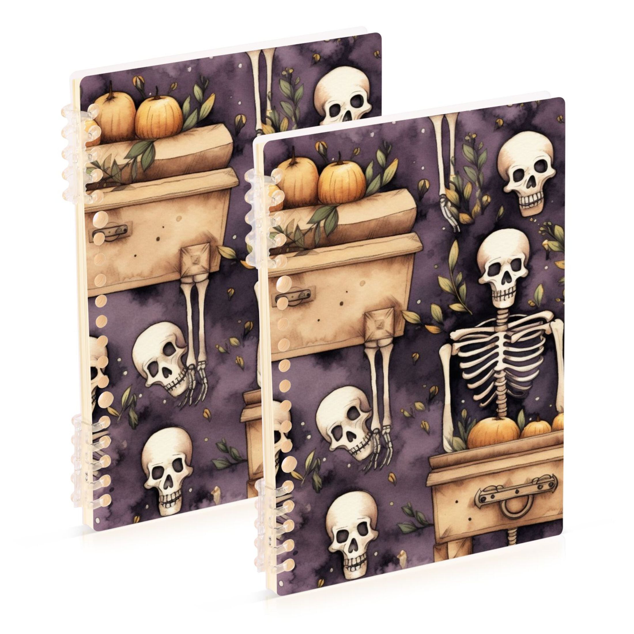 Human Skeleton with Pumpkins Ring Binder Notebook Journey Note Diary ...