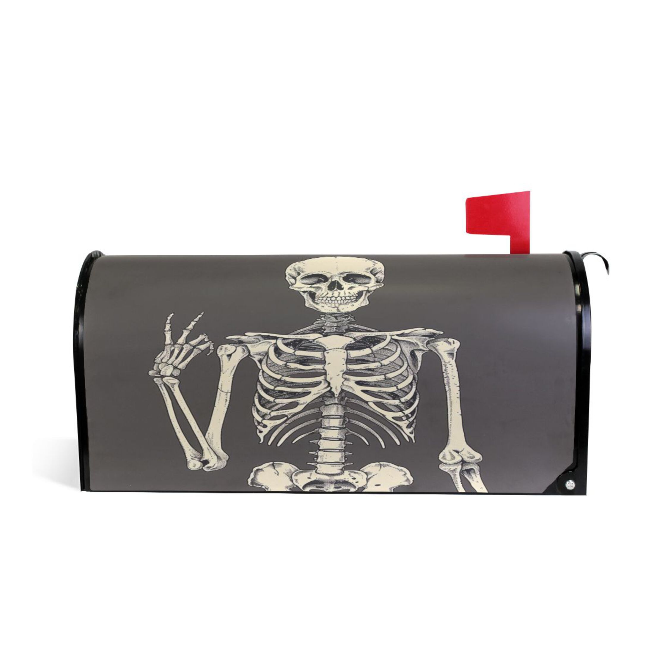 Human Skull Skeleton Magnetic Mailbox Covers Post Box Wraps Garden Yard ...