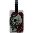 Human Skull Vines and Roses Skeleton Flowers Leather Luggage ID Tag ...