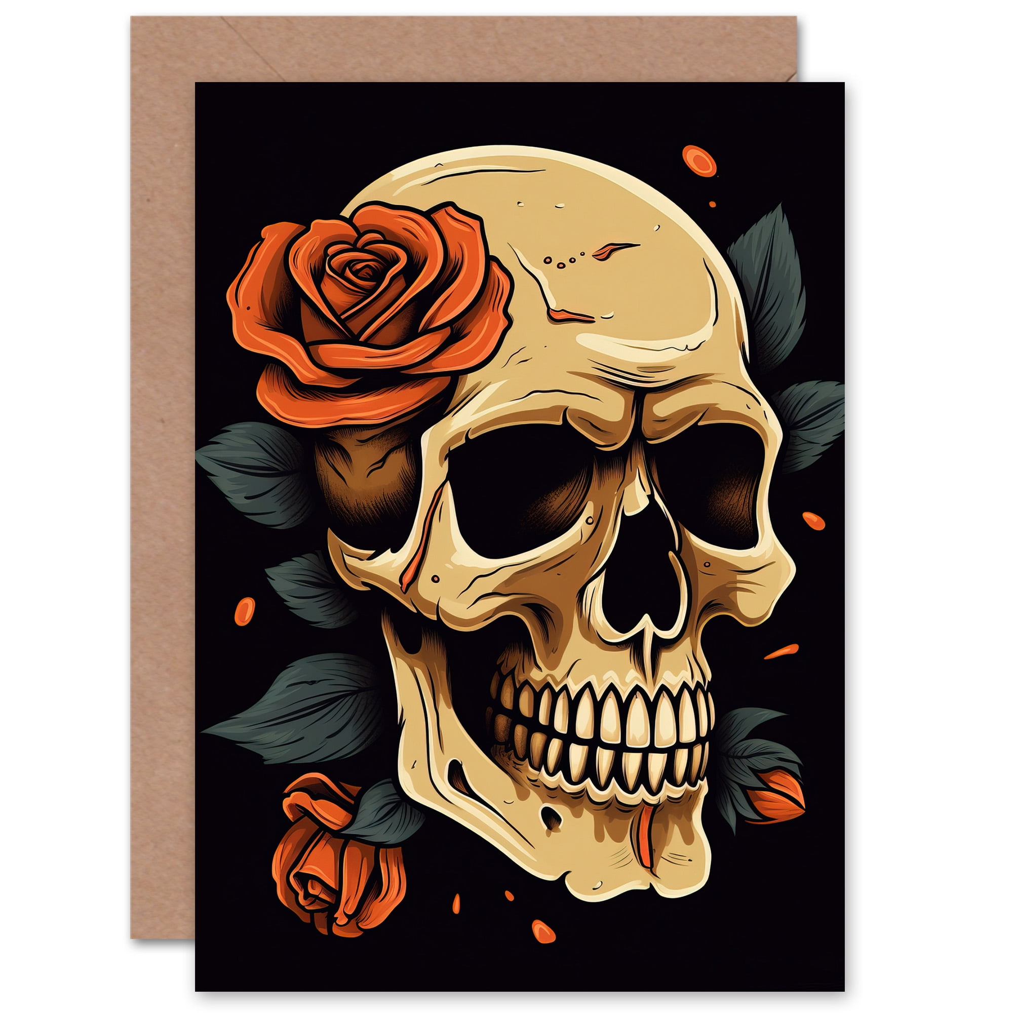 Human Skull and Roses Gothic for Wife Her Mum Sister Daughter Mom Gran ...