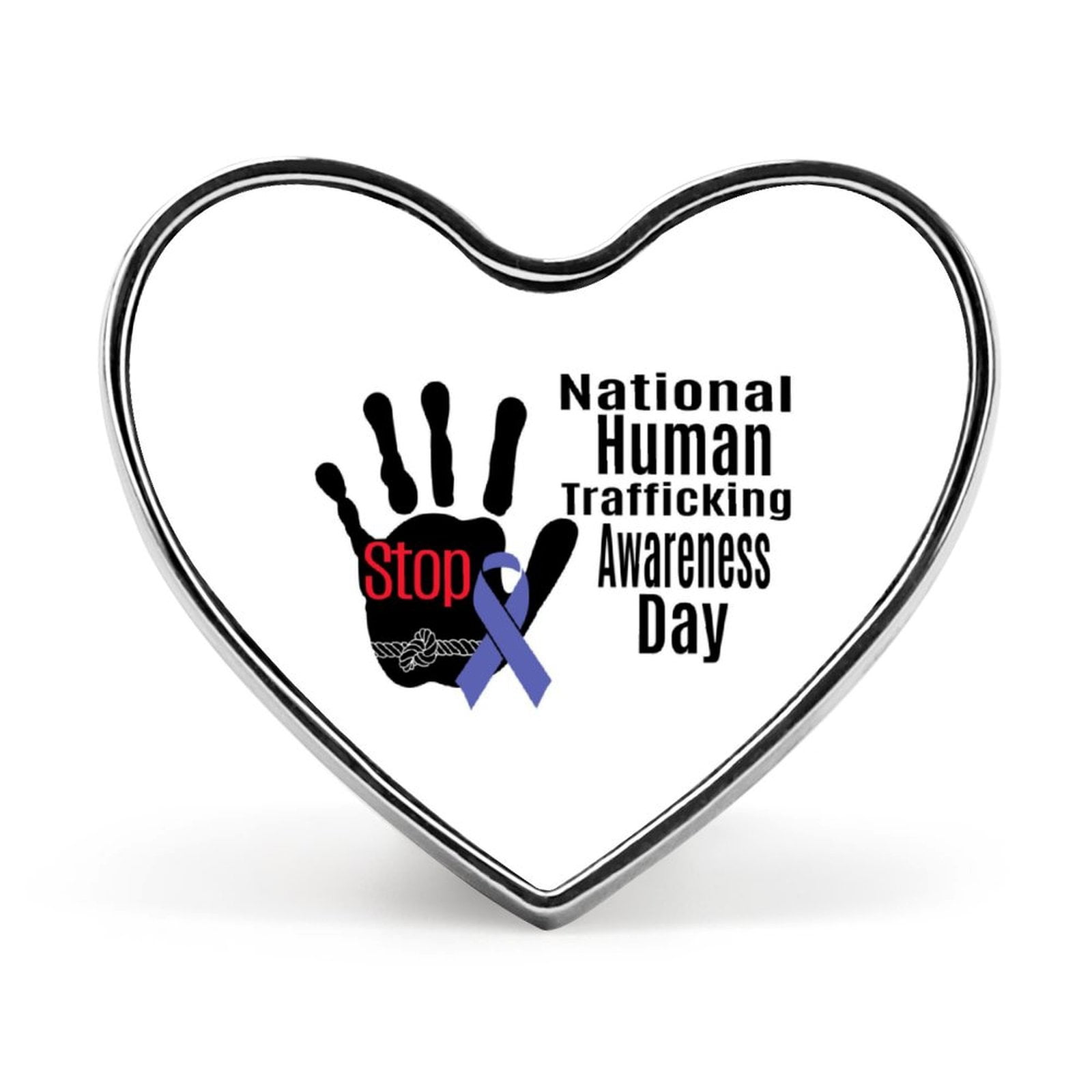 Human Trafficking Awareness Month Blue Ribbon Pins Heart Buttons Enamel ...