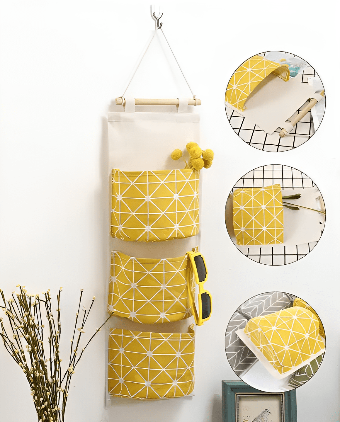 Human4Kind Wall Hanging Storage Bags, Small Linen Wall Pocket Hanging ...