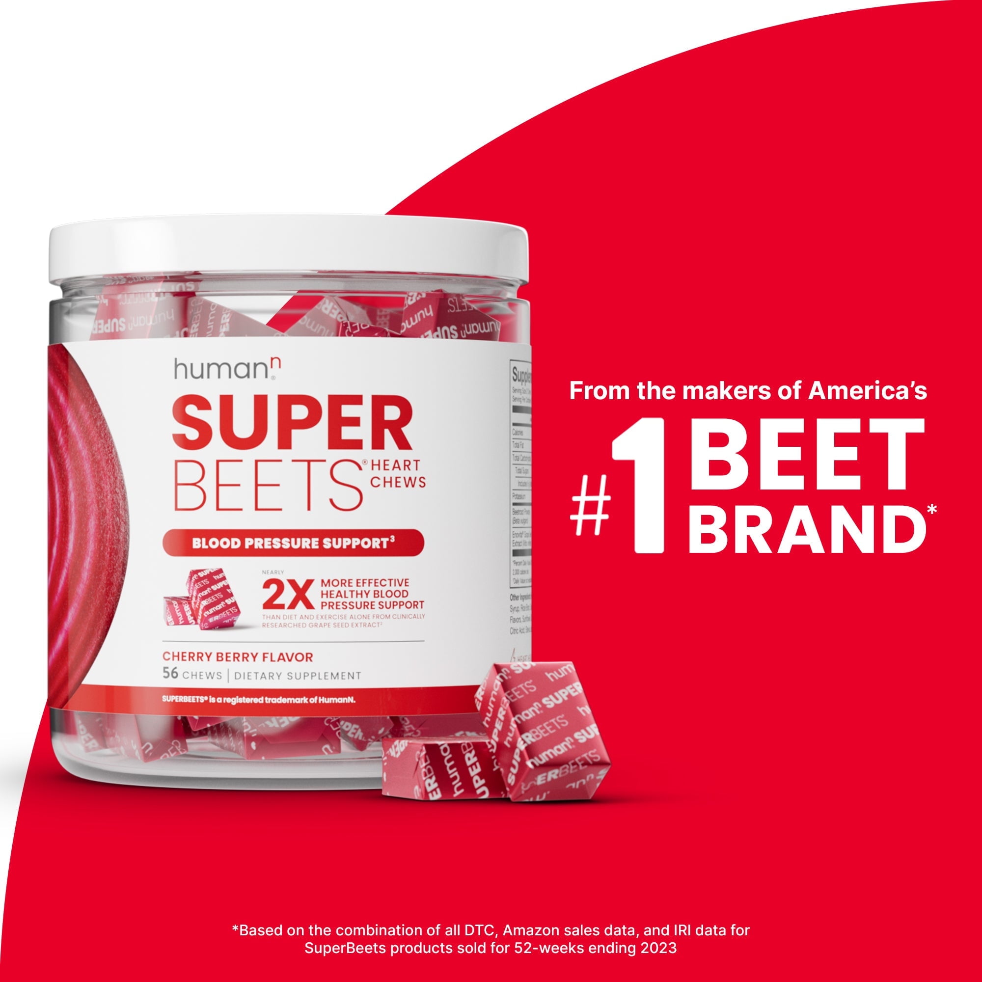 HumanN SuperBeets Heart Chews Blood Pressure Support, Cherry Berry Flavor, 56 Count - Walmart.com