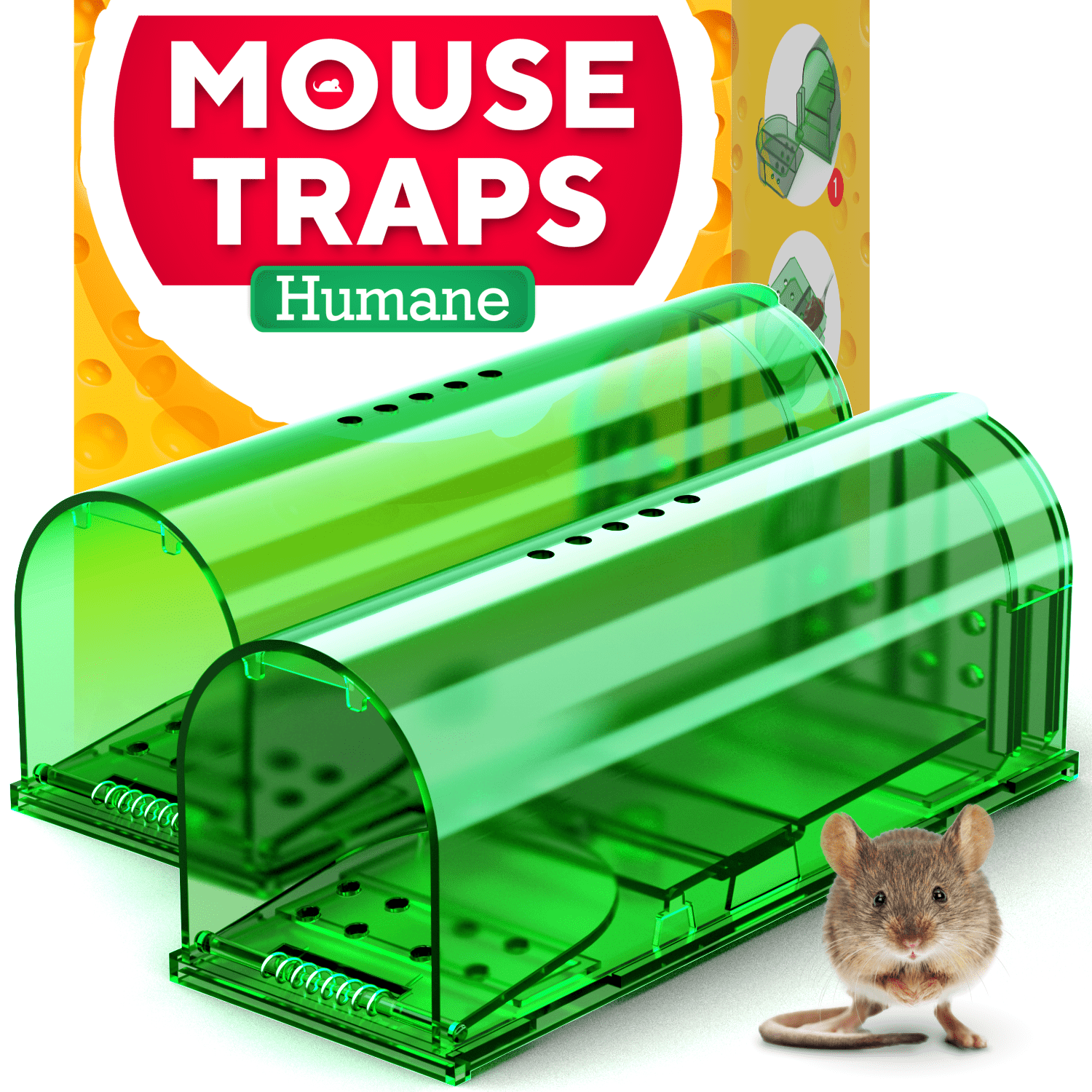 Humane Catch and Release Indoor Outdoor Mouse Traps Pack of 2 Easy Set ...