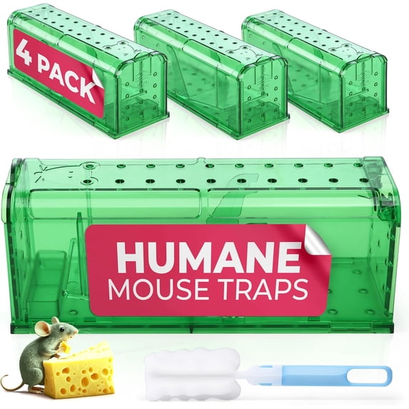 Humane Mouse Trap Pack of 4 - No Kill - Live Mouse Traps Indoor for ...