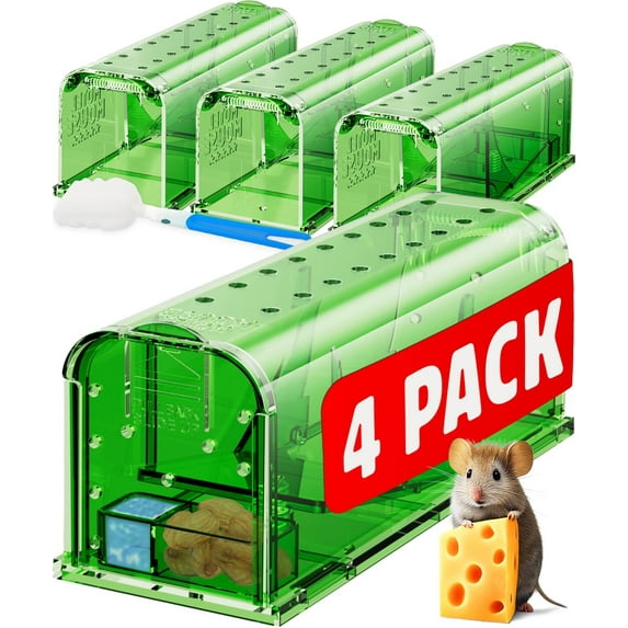 Humane Mouse Traps No Kill Live Catch and Release 4 Pack - Reusable ...