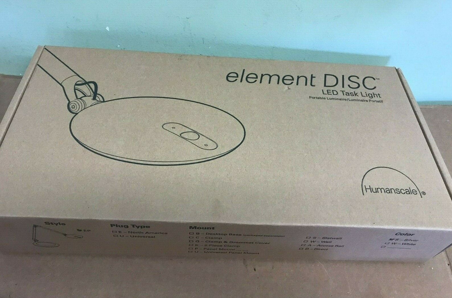Humanscale Element Disc LED Light - SILVER, Only With SLAT WALL MOUNT ...