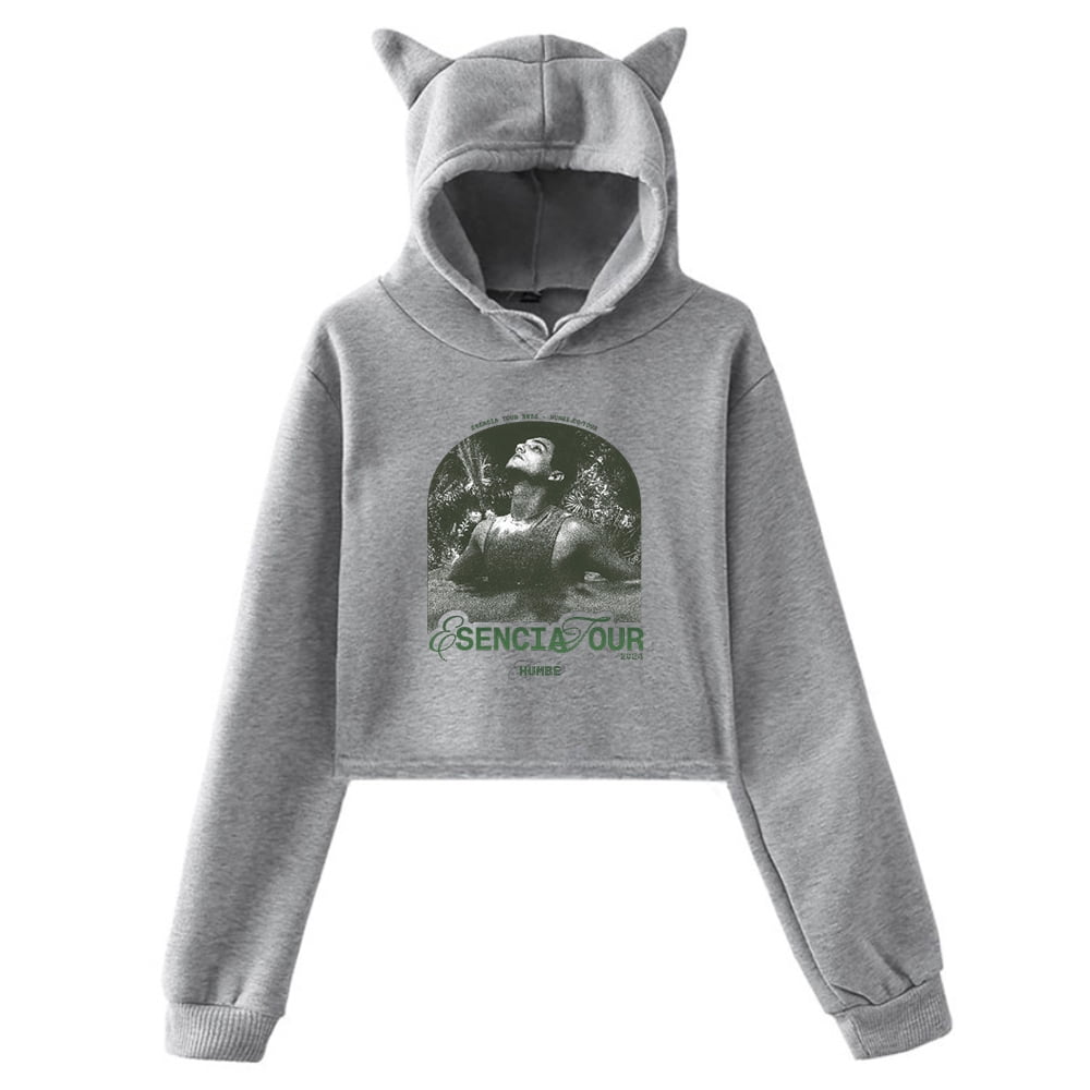 Humbe Merch 2024 Esencia Tour Pullover Cat Ears Hoodie Long Sleeve Crop Top Women's Clothes ...