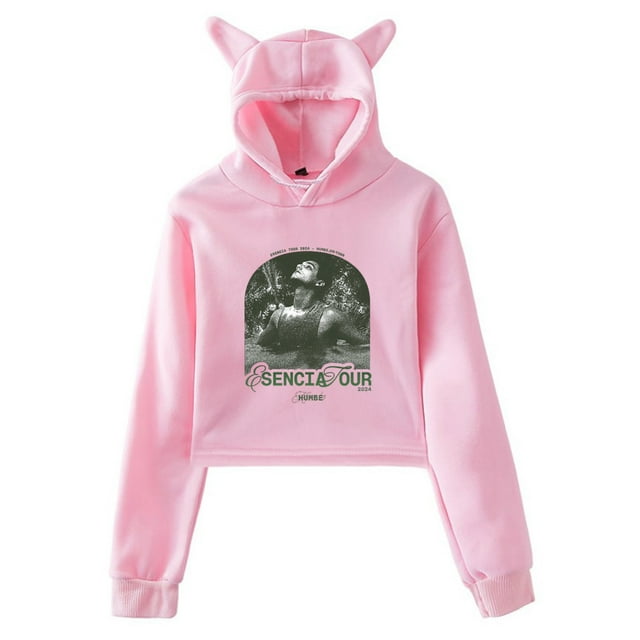 Humbe Merch 2024 Esencia Tour Pullover Cat Ears Hoodie Long Sleeve Crop ...