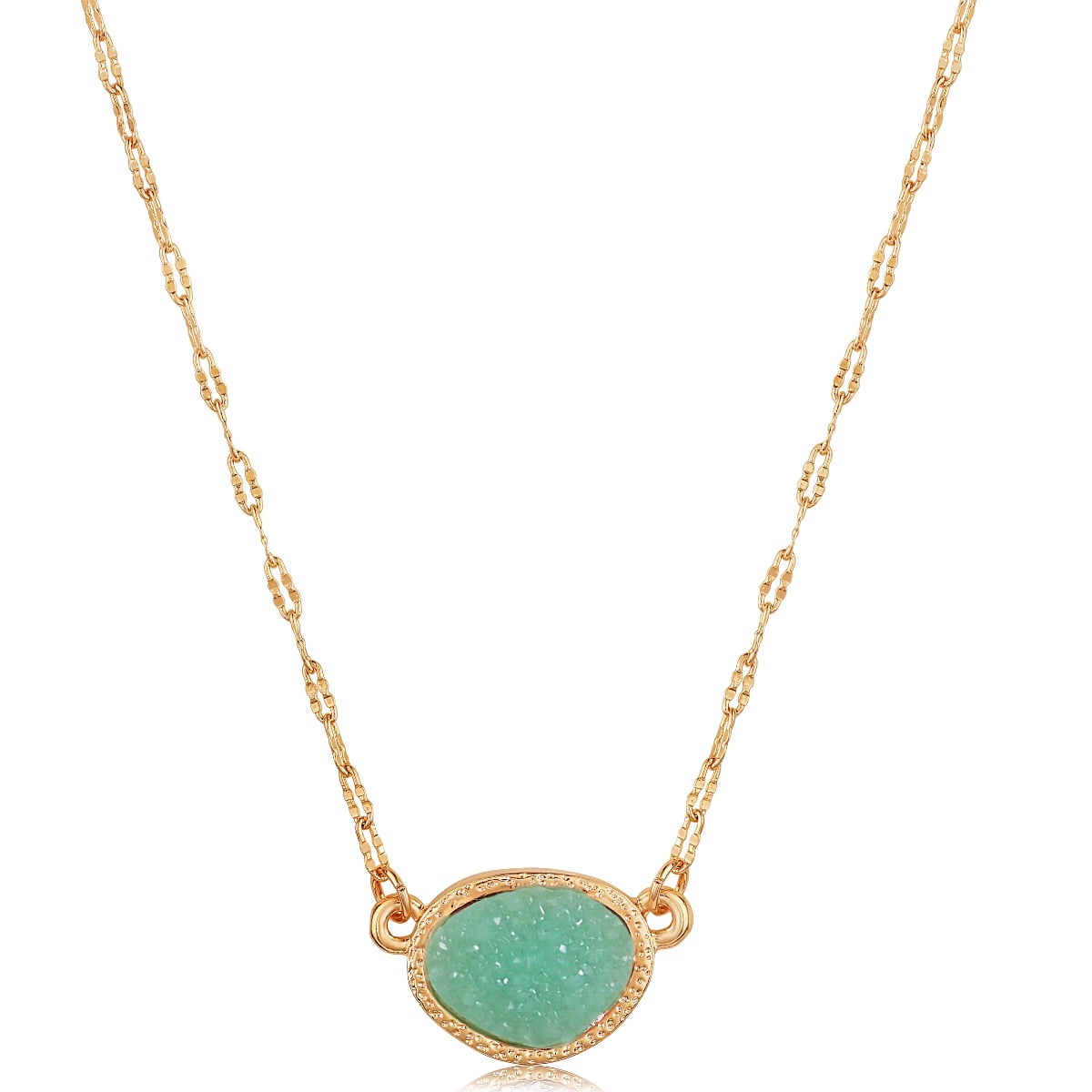 Humble Chic Aqua Druzy Delicate Necklace - Gold Dainty Chain Simple ...
