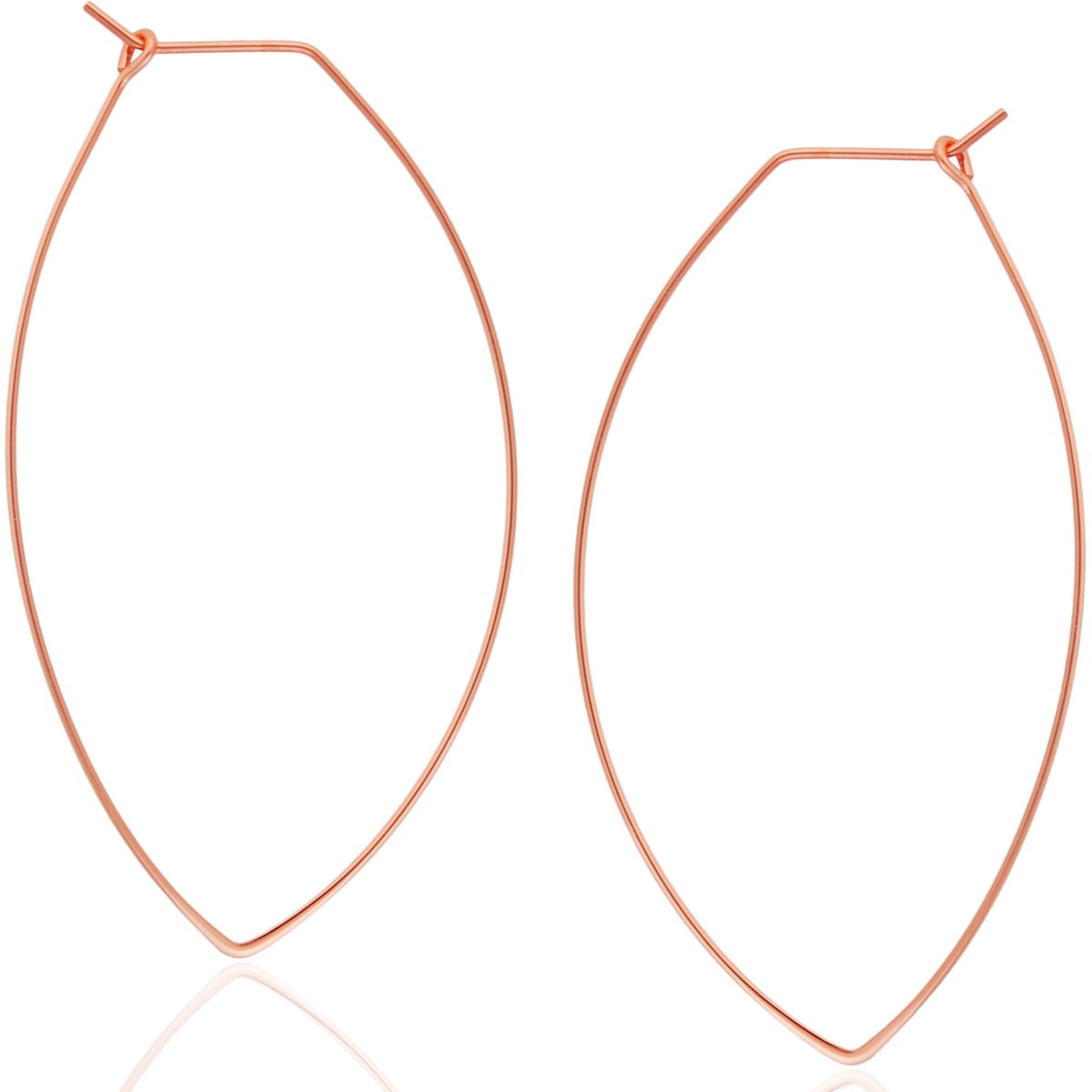 Humble Chic 18K Rose Gold Plated Marquise Threader Hoops - Hypoallergenic, Medium Women's Hoop ...