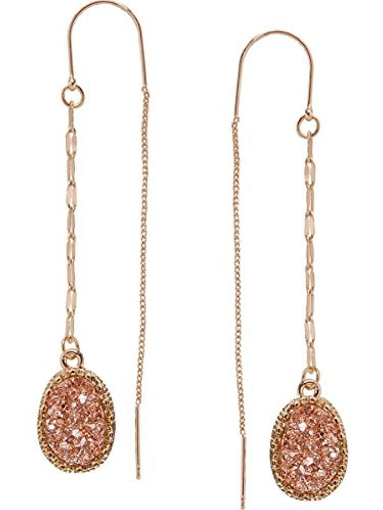 Humble Chic Simulated Druzy Chain Bar Threaders - Needle Drop Earrings ...