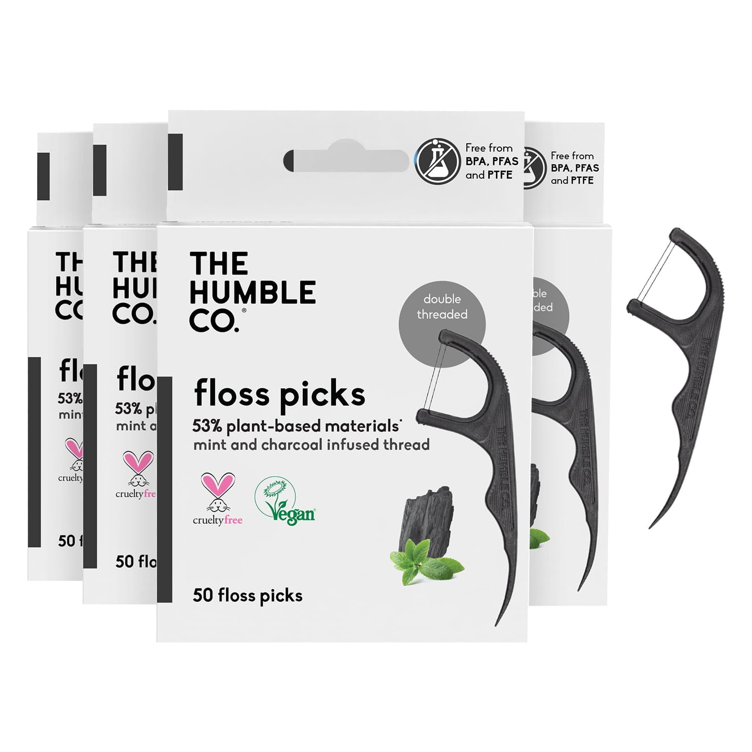 The Humble Co. Floss Picks (200 Count) – Plant Based Dental Floss Picks ...