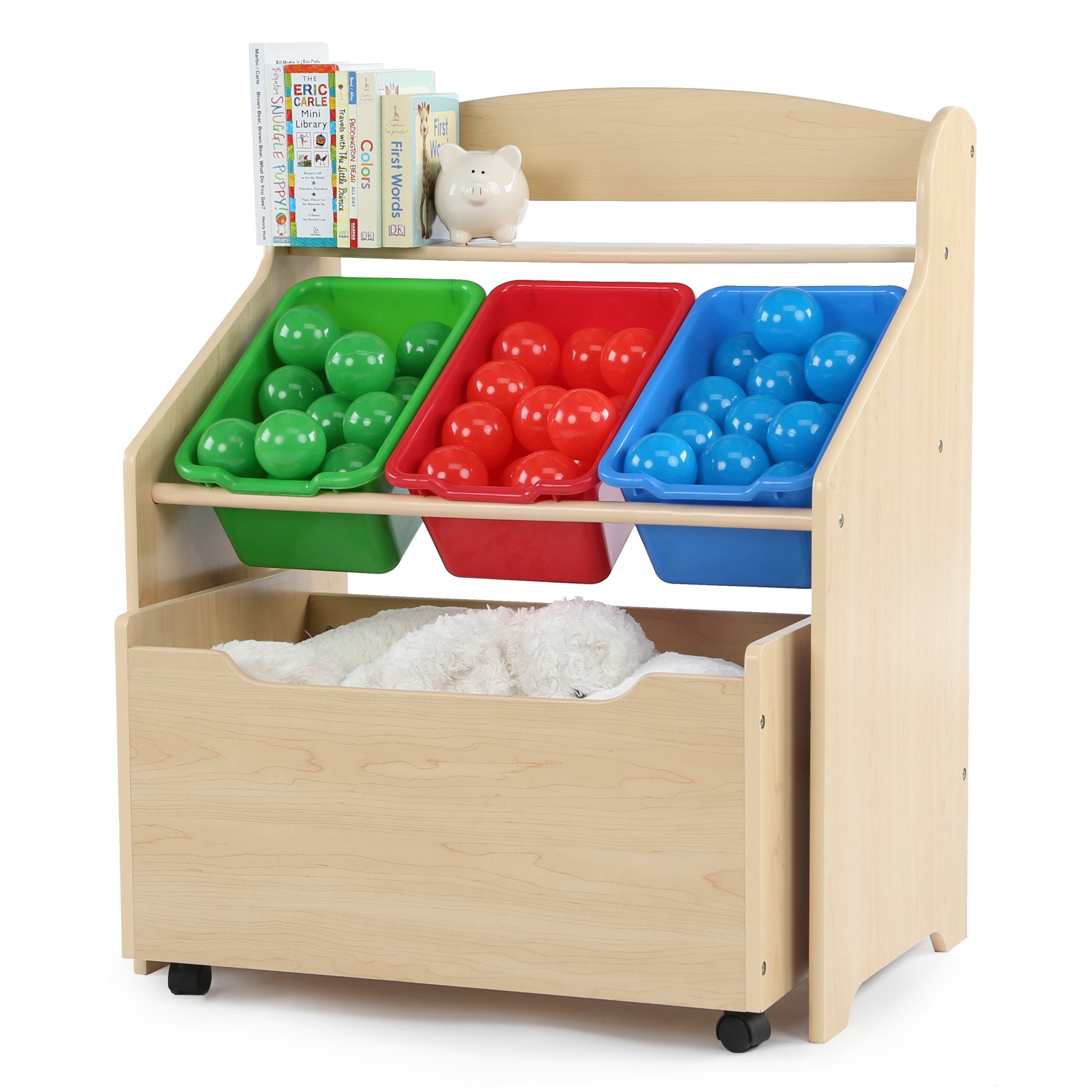 Humble Crew 3-in-1 Toddler-Size Storage Organizer with Rolling Toy Box ...