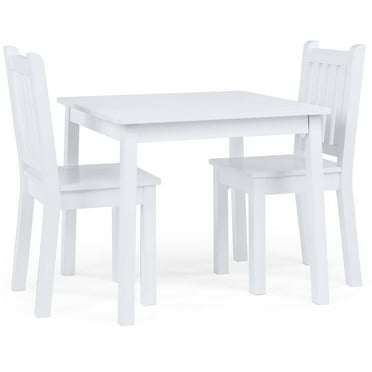 Timy Kids Table and 2 Chairs Set, Solid Hard Wood, White - Walmart.com