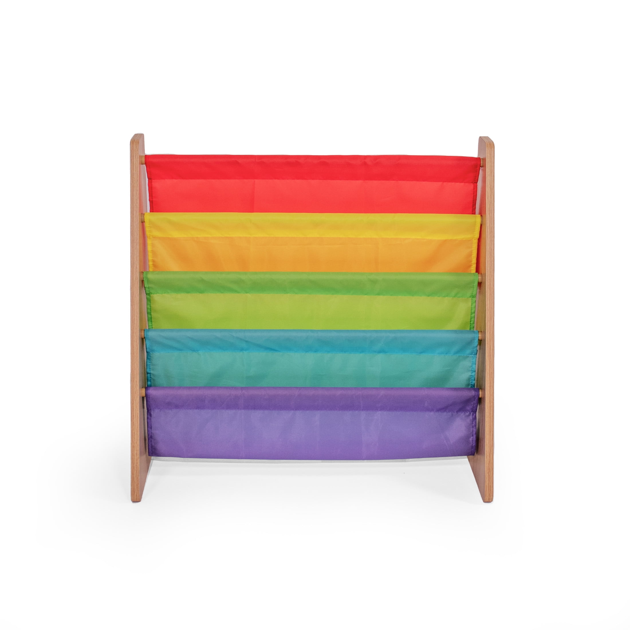 Humble Crew Kids Rainbow Bookshelf 4 Tier Book Storage, Natural/Rainbow ...
