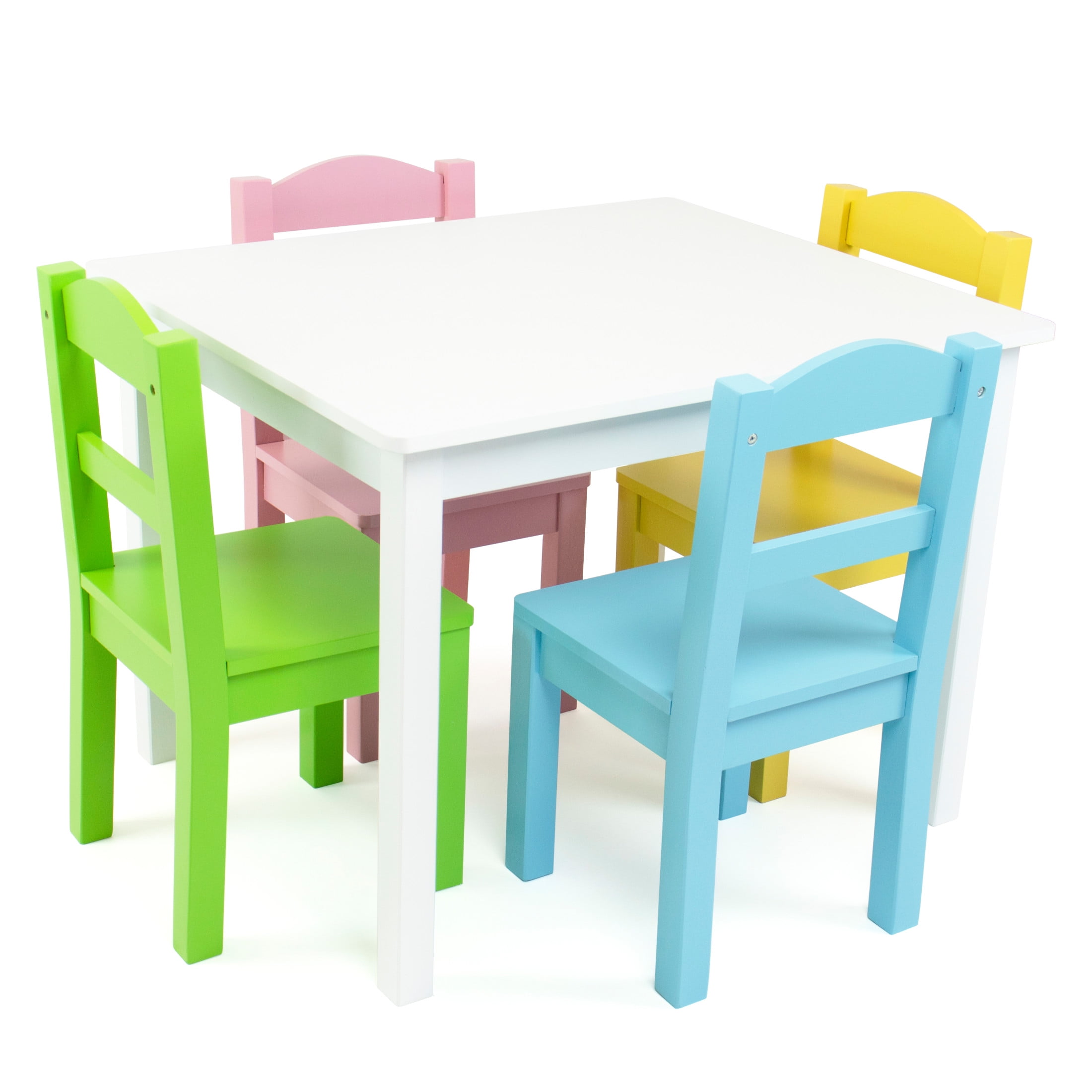 Humble Crew Pastel Kids 5-Piece Storage Outdoor Activity Table and ...