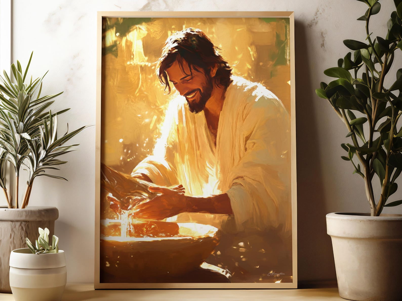 Humble King Poster, Jesus Washing Feet, Christian Art, Bible Painting ...