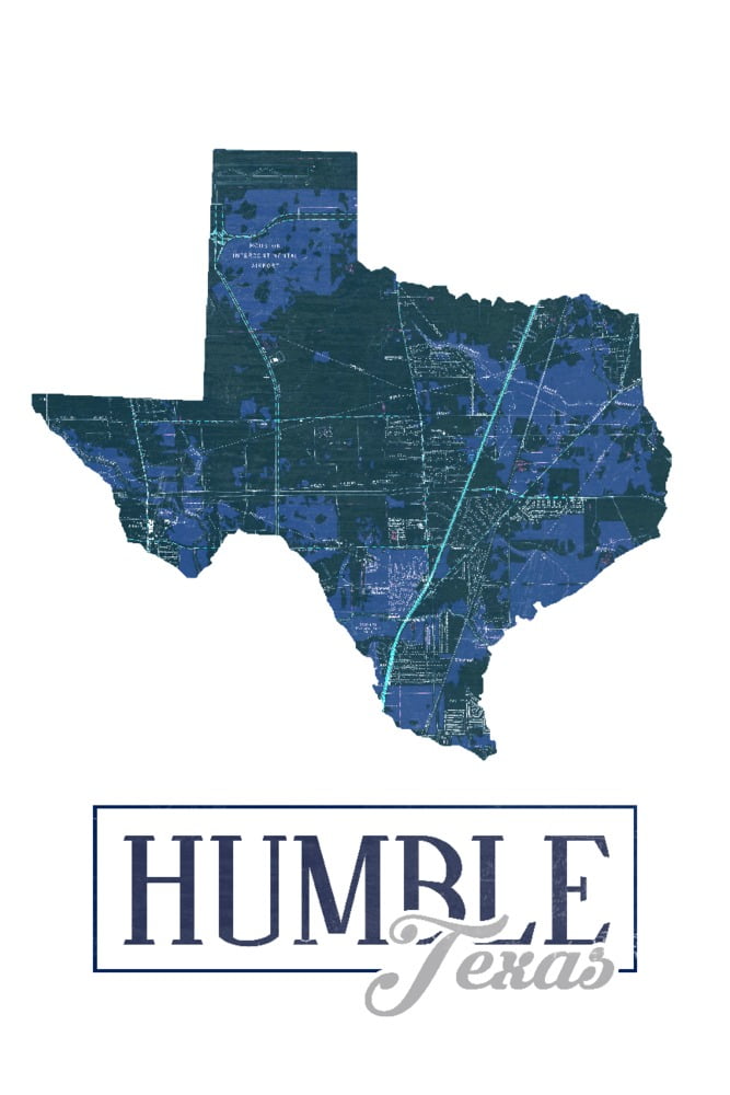 Humble, Texas, Map and City, State Outline (24x36 Giclee Gallery Art ...