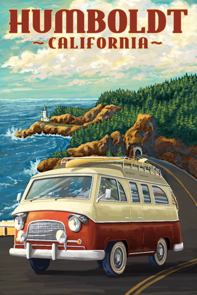 Humboldt, California, Camper Van, Coastal Drive (9x12 Wall Art Print ...