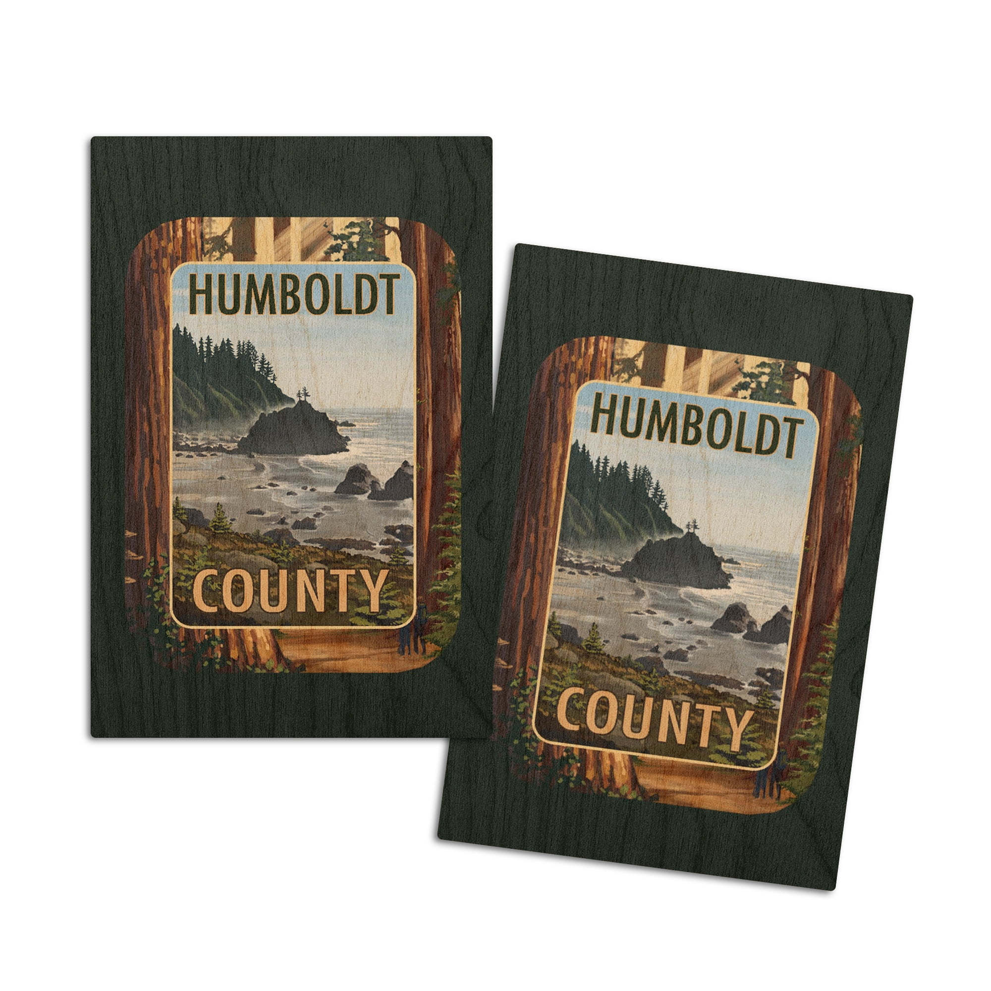 Humboldt County, California, Redwoods, Beach Inset, Contour (4x6 Birch ...