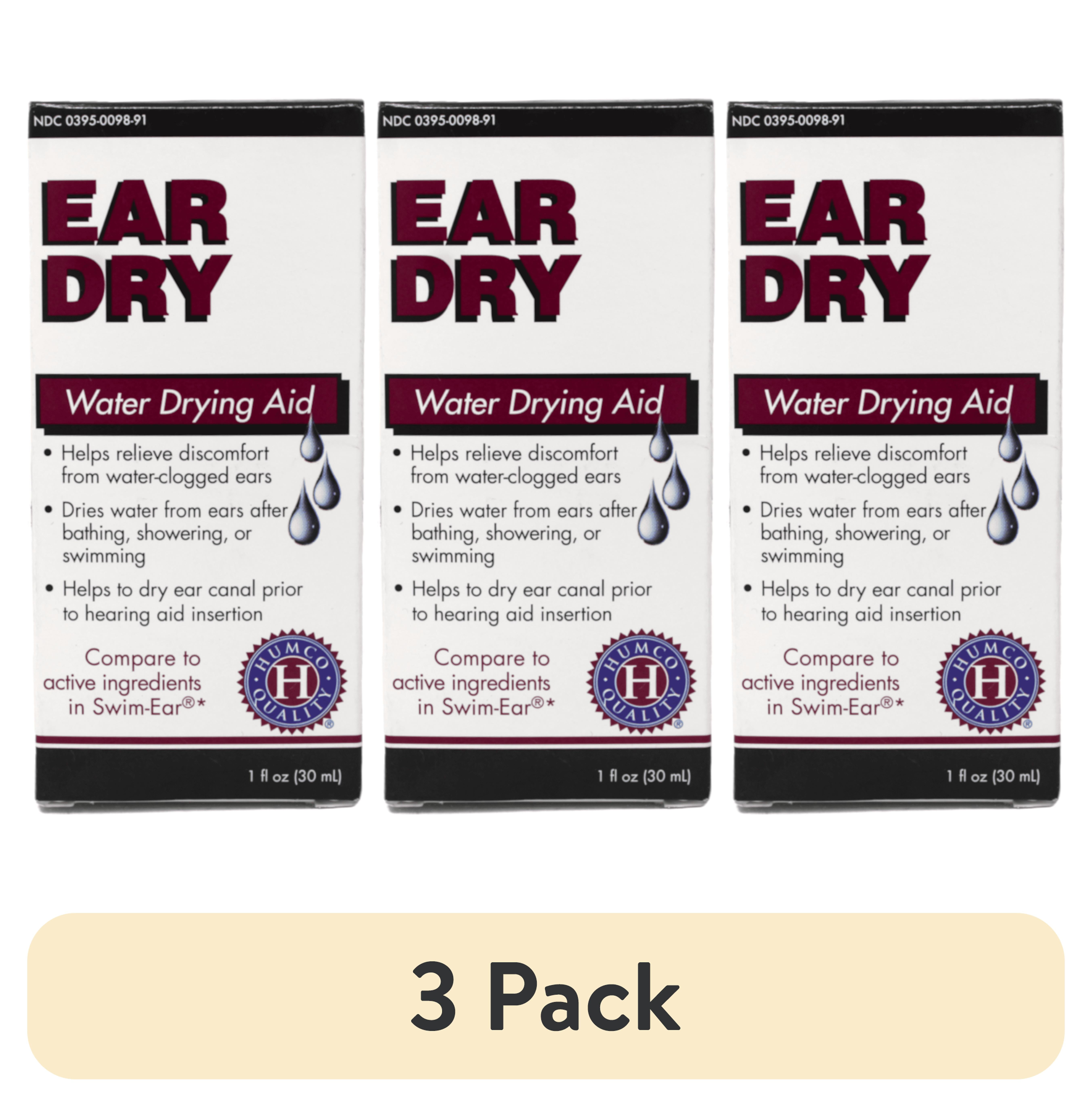 (3 pack) Humco Ear Drops for Swimmers, For Drying Ears, 1oz ...