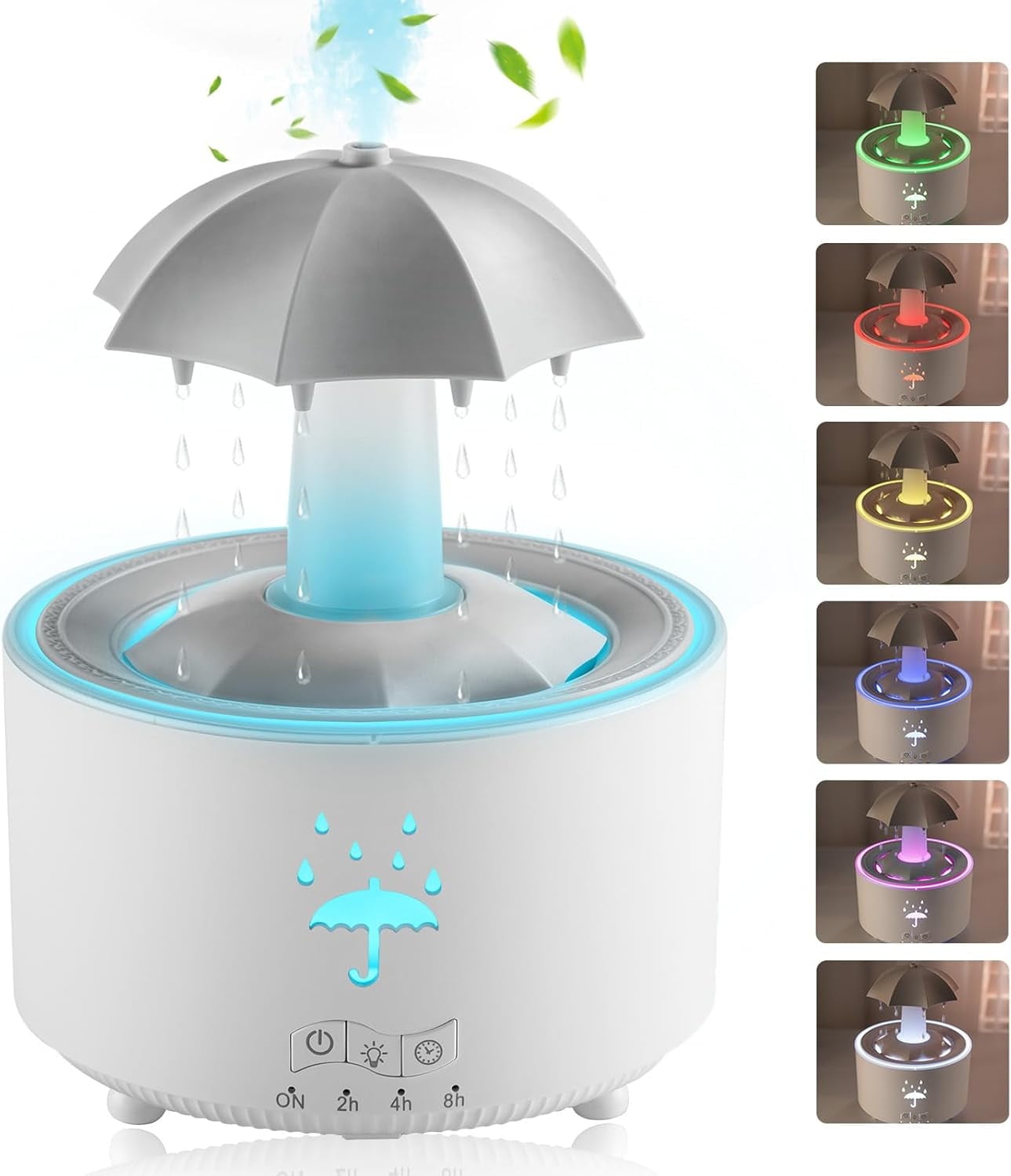 Humidifier for Bedroom, 7-Colors Led Rotating Umbrella Waterfal ...